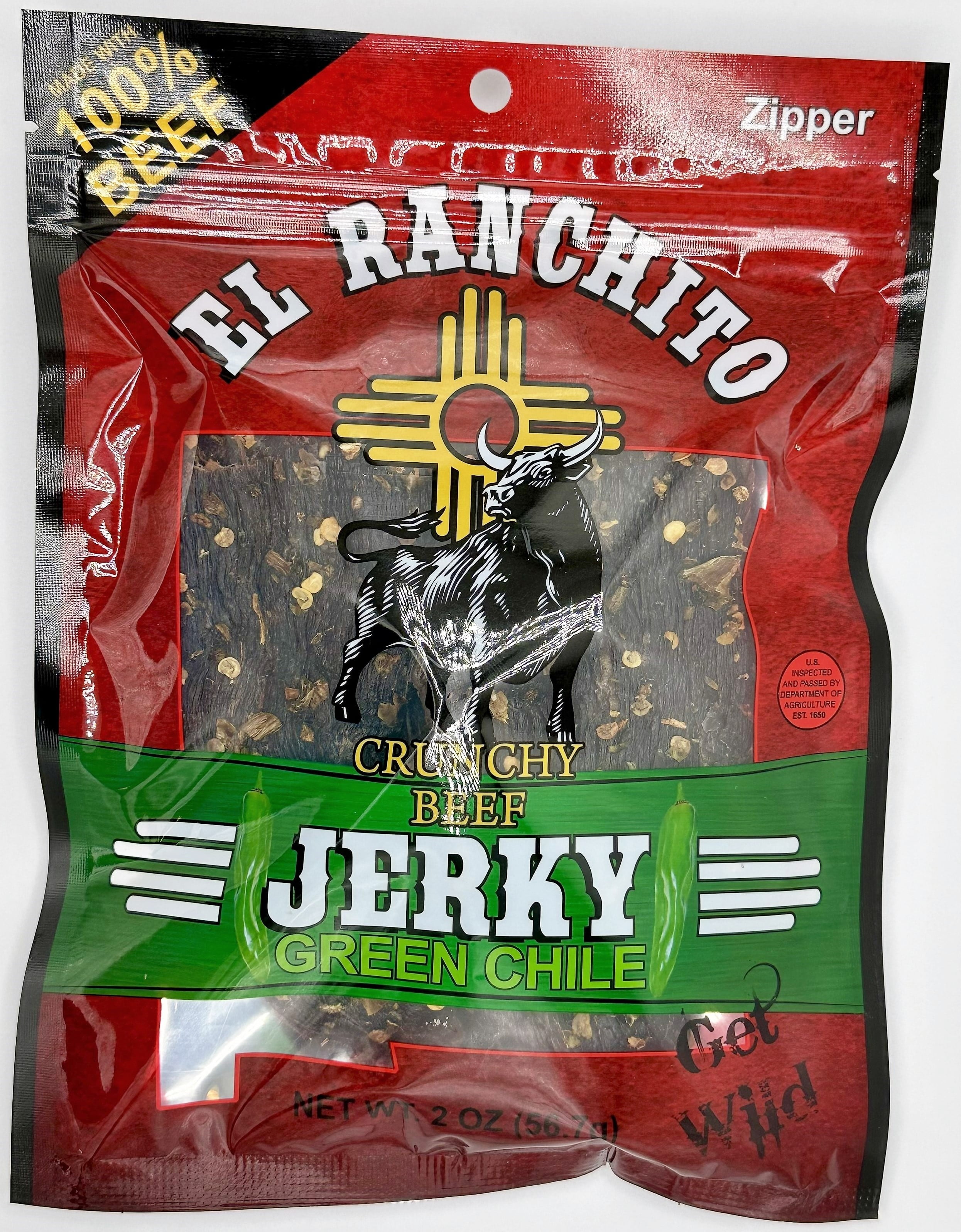 El Ranchito Spicy Green Chile Beef Jerky - Crunchy Meat Chili, NET WT ...