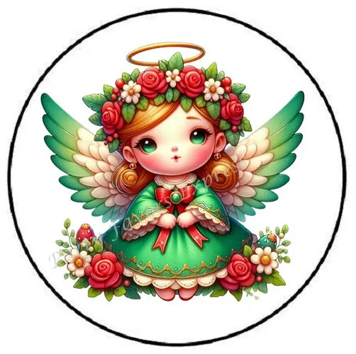 Green Christmas Angel Sticker Party Favors Sticker Envelope Seals ...