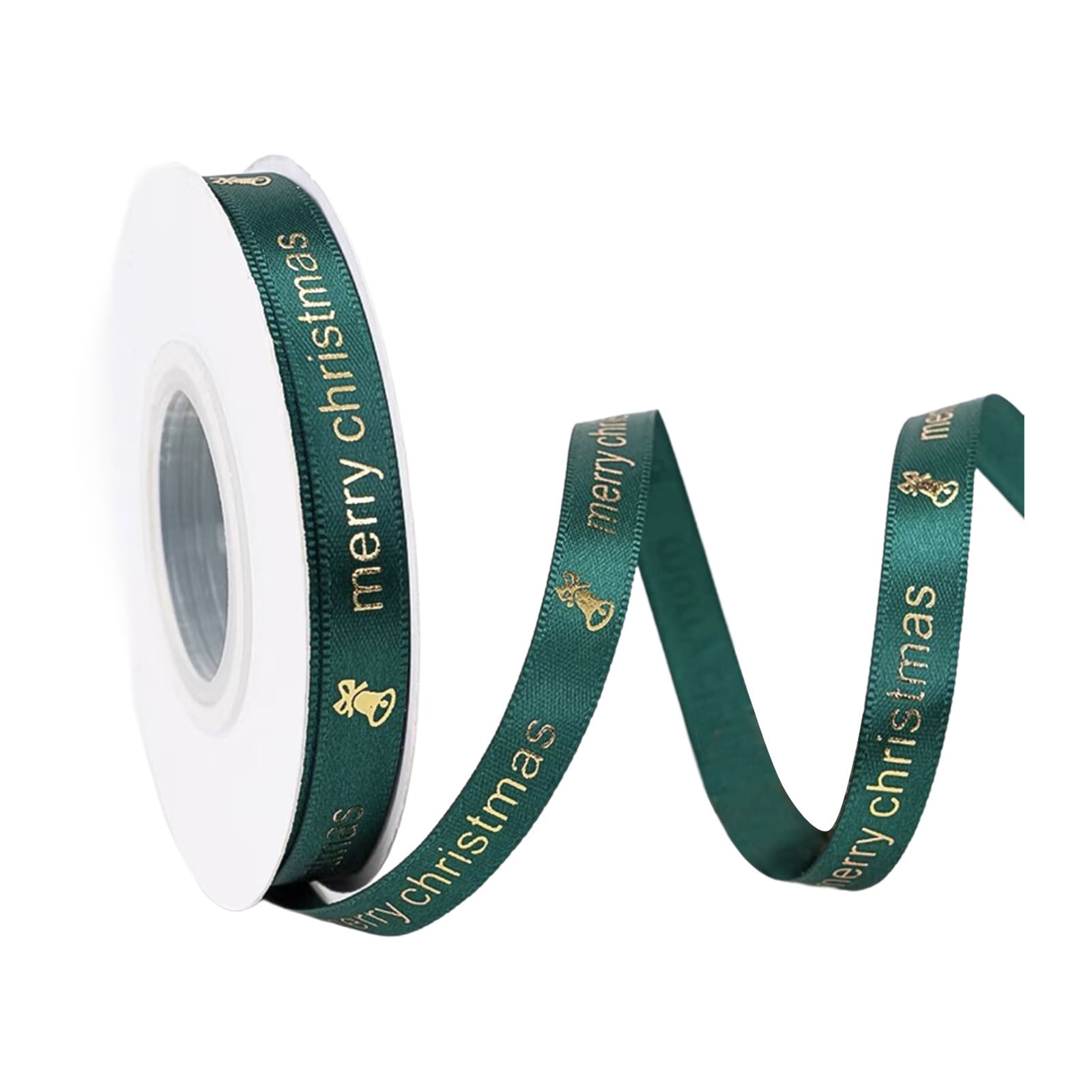 Green Christmas Bells Ribbon 1Cm Wide Decorative Gift Wrapping Ribbon ...