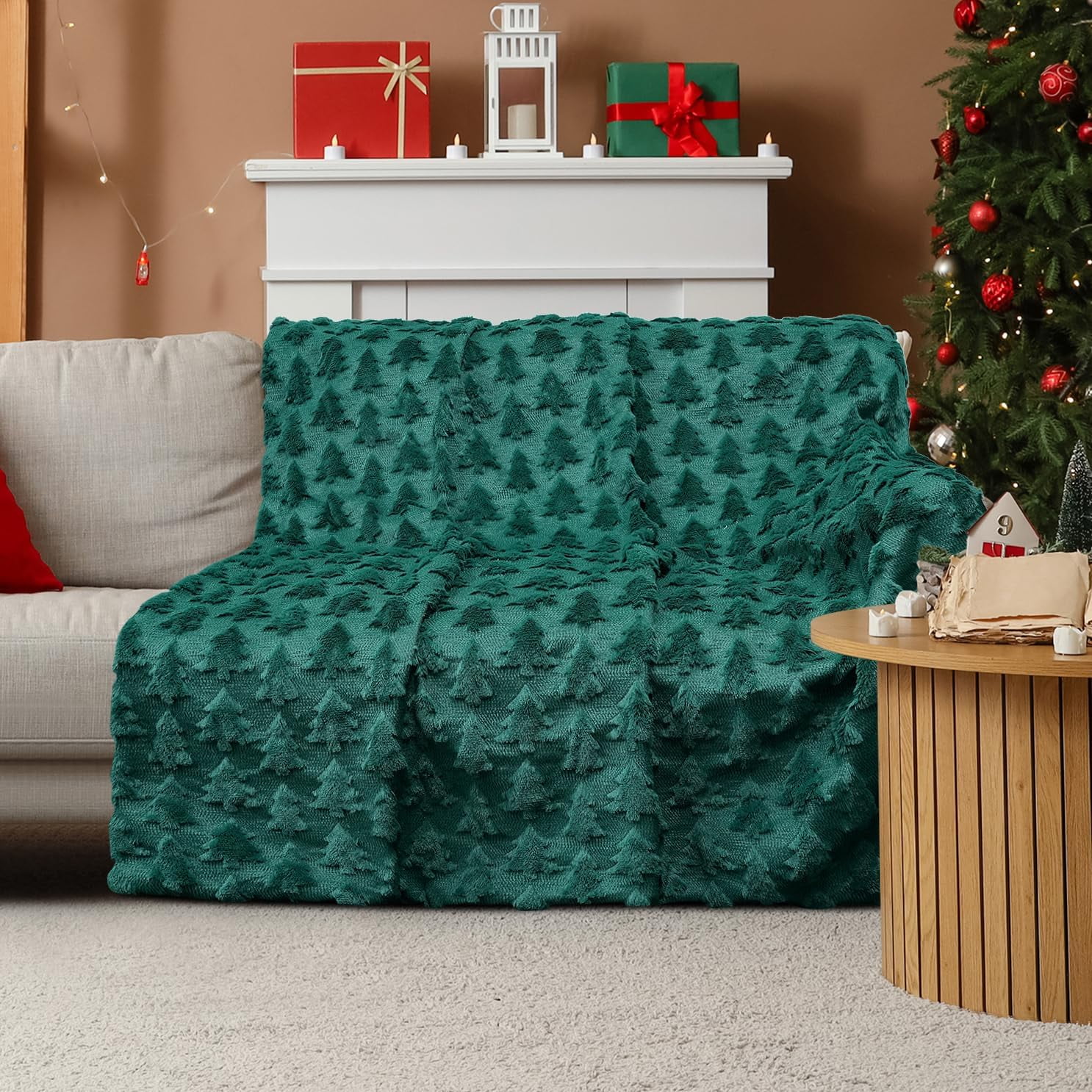 Green Christmas Blankets and Throws 50" x 60", Xmas Tree Soft Fuzzy ...