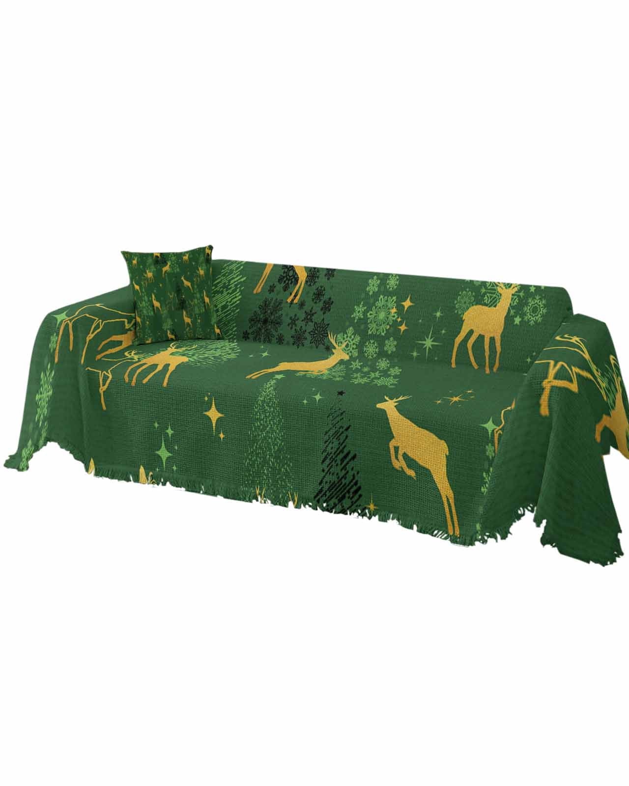 Green Christmas Sofa Covers for 3 Cushion, Washable Couch Cover for ...