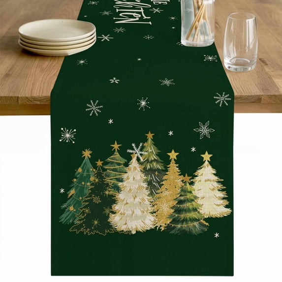Green Christmas Table Runner 60 Inches Long Farmhouse Dress Scarves ...