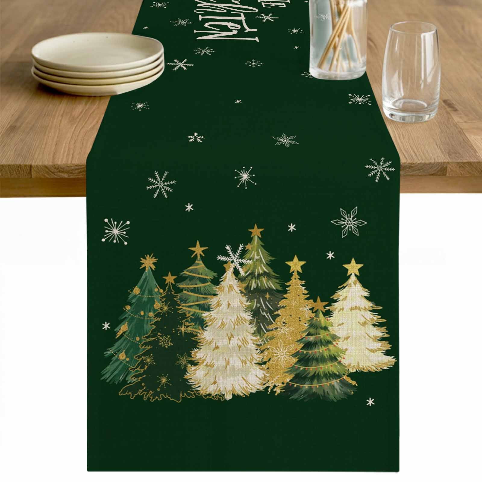 Green Christmas Table Runner 90 Inches Long Farmhouse Dress Scarves ...