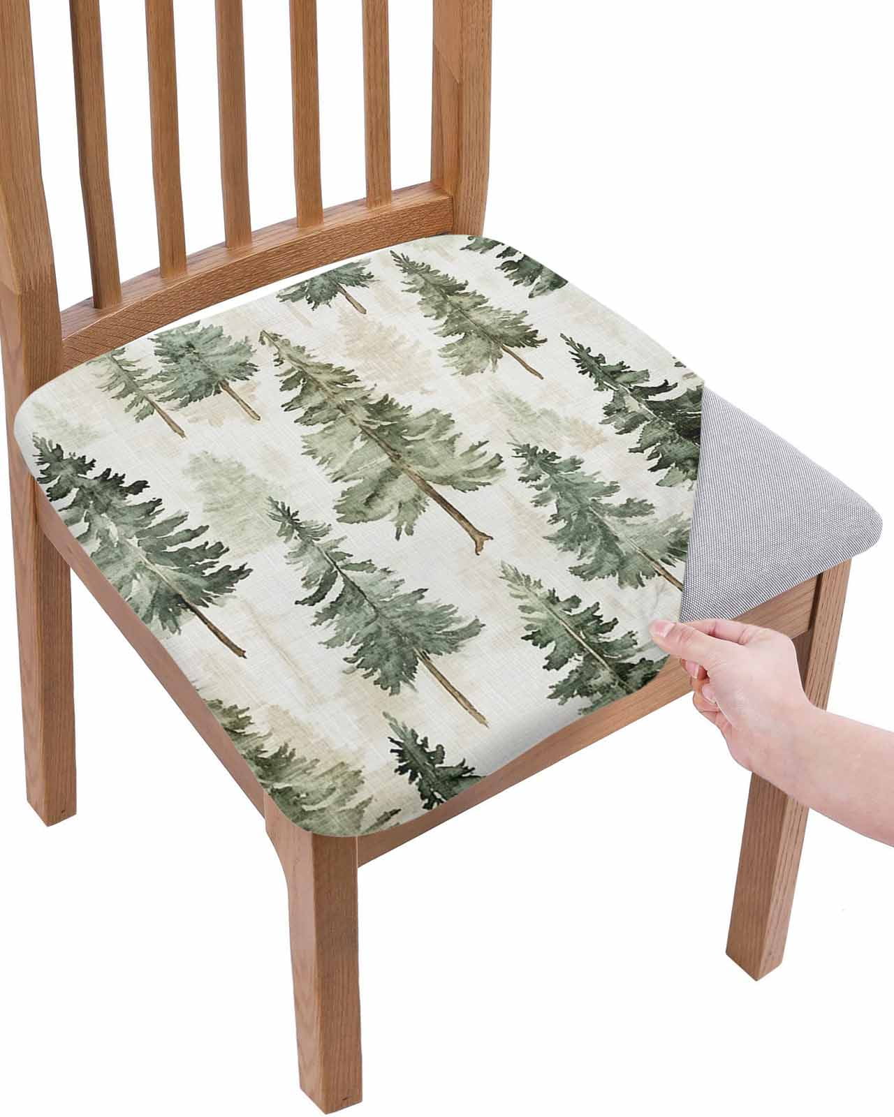 Green Christmas Tree Chair Seat Covers for Dining Room Stretch Chair ...