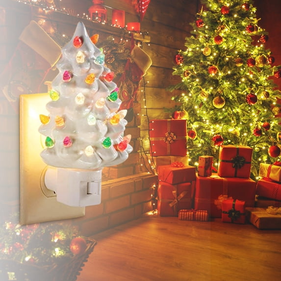 Green Christmas Tree Decorative Nightlight - Christmas 6" Ceramic Plug ...