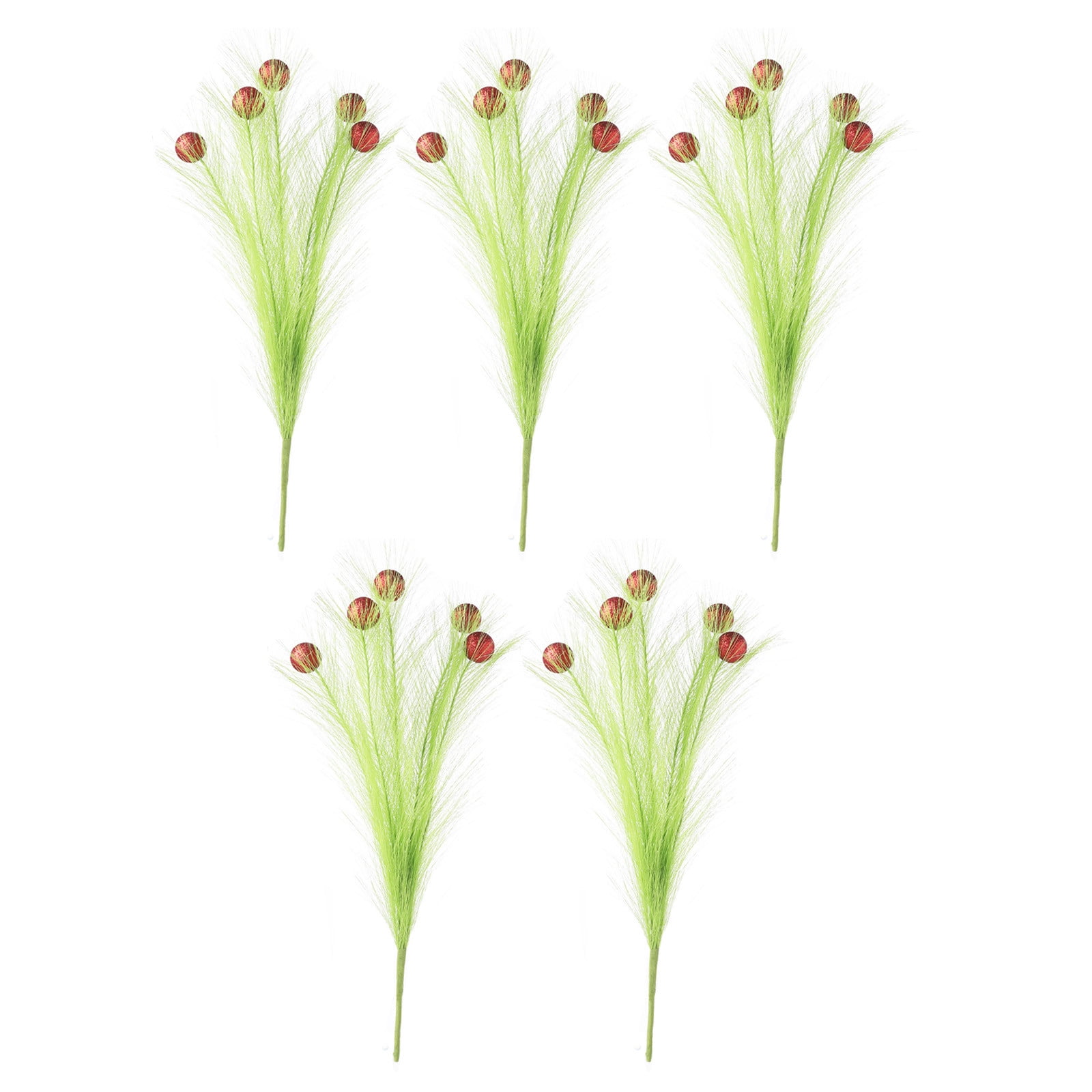 Green Christmas Tree Feather Furry Pick 47Cm, Red Ball Curly Stem ...