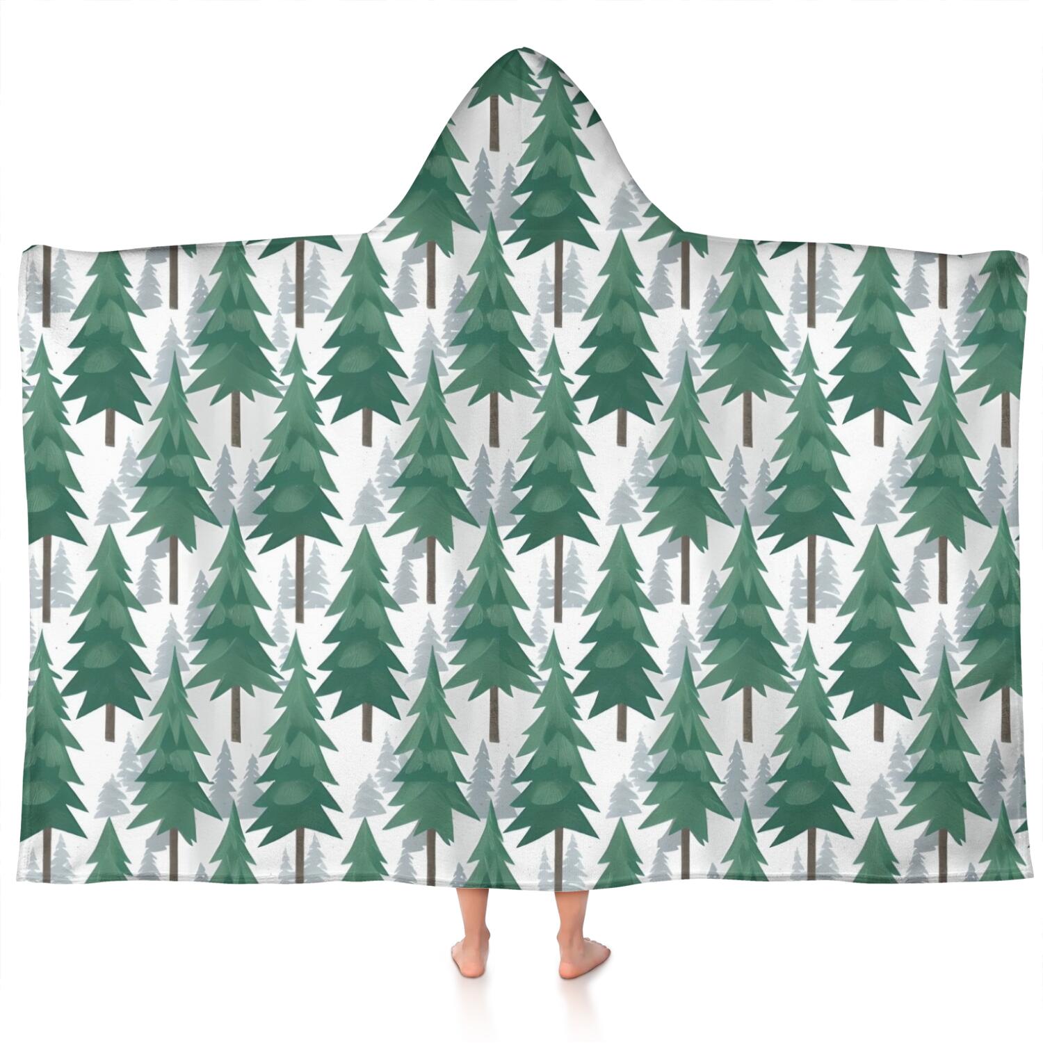 Green Christmas Tree Pattern Hooded Bath Towel，60"x35" for Ages 3 To 12 ...