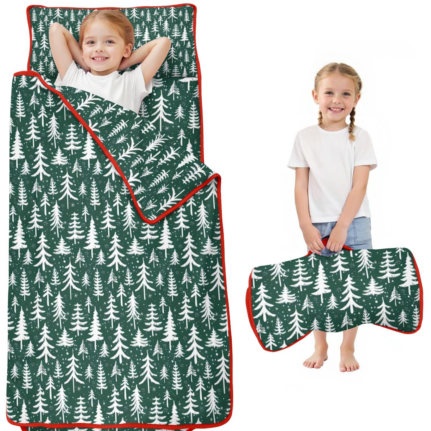 Green Christmas Tree Pattern Toddler Nap Mats for Kids Preschool,50"x20 ...