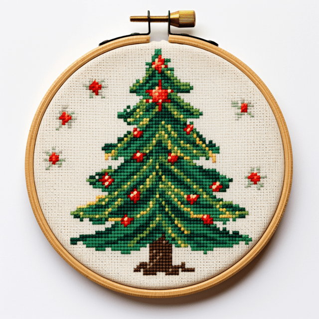 Green Christmas Tree Red DIY Stamped Cross Stitch Kits for Beginners ...