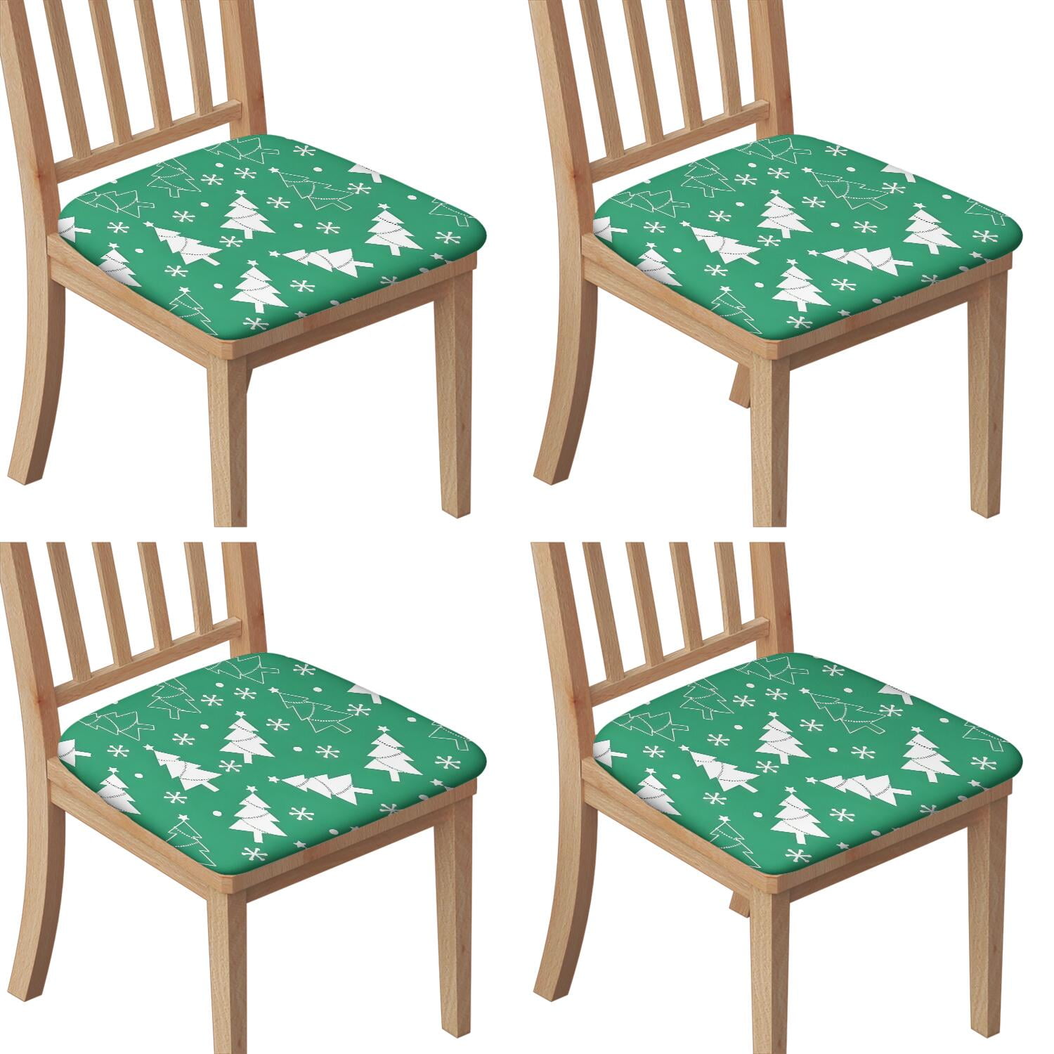 Green Christmas Tree Seat Covers for Dining Room Chairs Set Of 4 ...