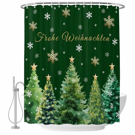 Green Christmas Tree Shower Curtain, Waterproof Shower Curtains for ...