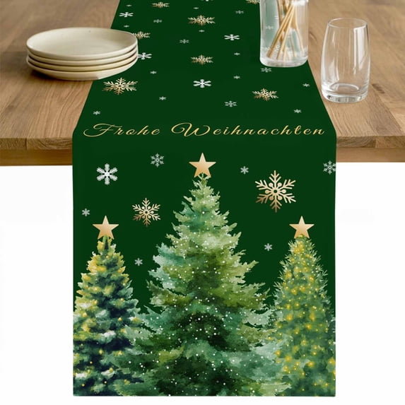 Green Christmas Tree Table Runner 108 Inches Long Farmhouse Dress ...