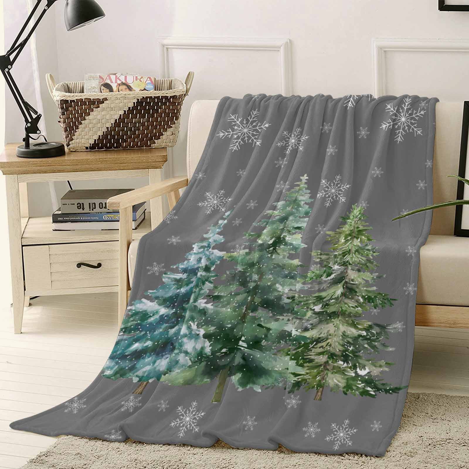 Green Christmas Tree Throw Flannel Blanket 50x80In Xmas Pine Trees ...