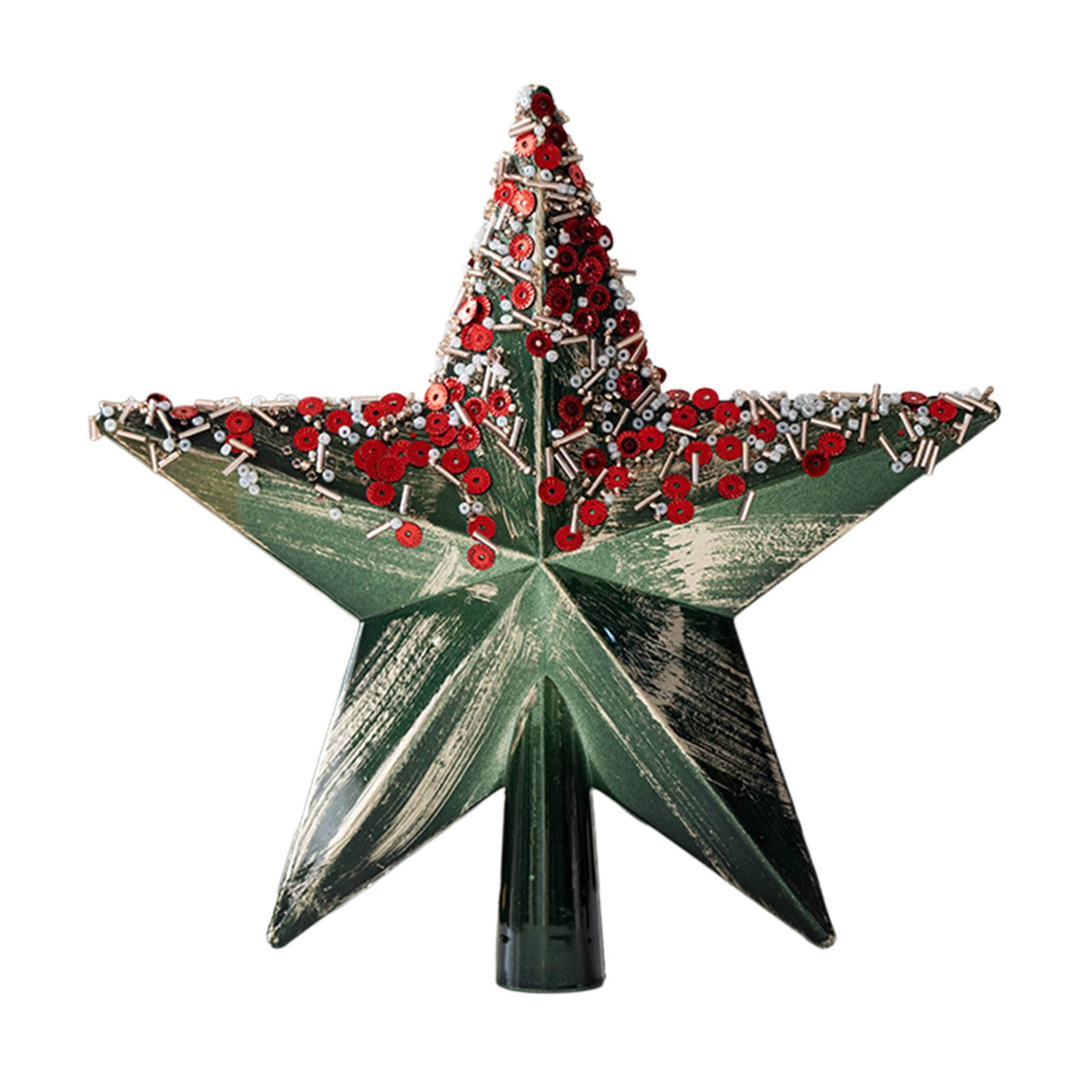 Green Christmas Tree Topper Star Luminous Iron Five Pointed Star Tree ...