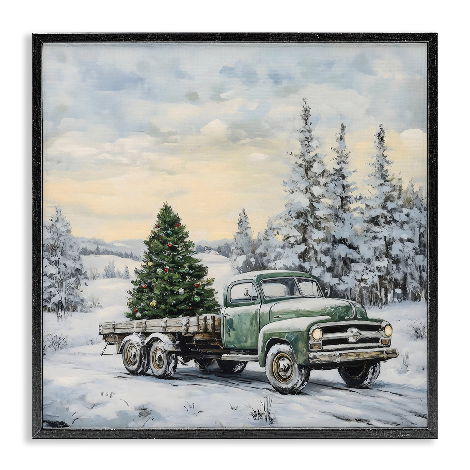 Green Christmas Tree Truck Black Framed Giclee Art, design by Petal ...