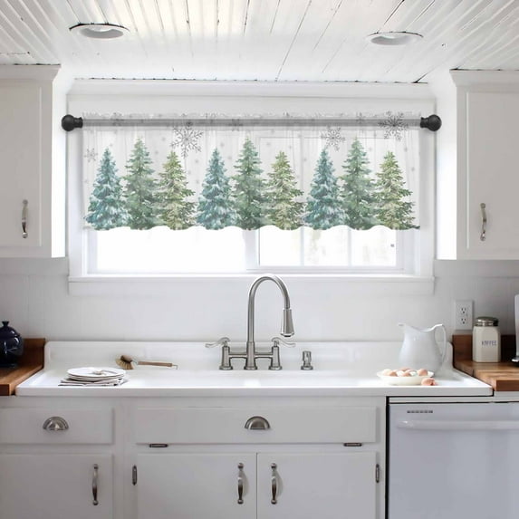 Green Christmas Tree Valance Curtains for Kitchen/Living Room/Bathroom ...