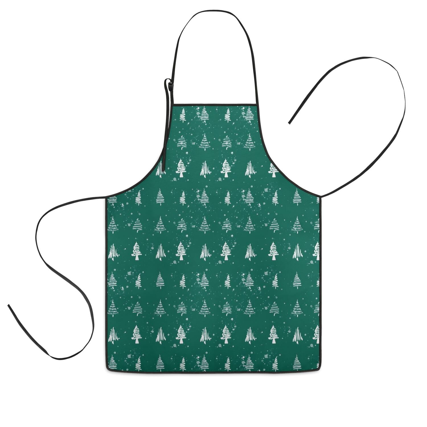 Green Christmas Tree and Snow Pattern Kids Aprons for Girls and Boys ...