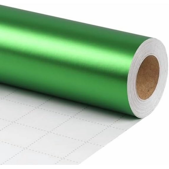 Green Christmas Wrapping Paper, Solid Color Matte Metal Gift Paper Roll ...