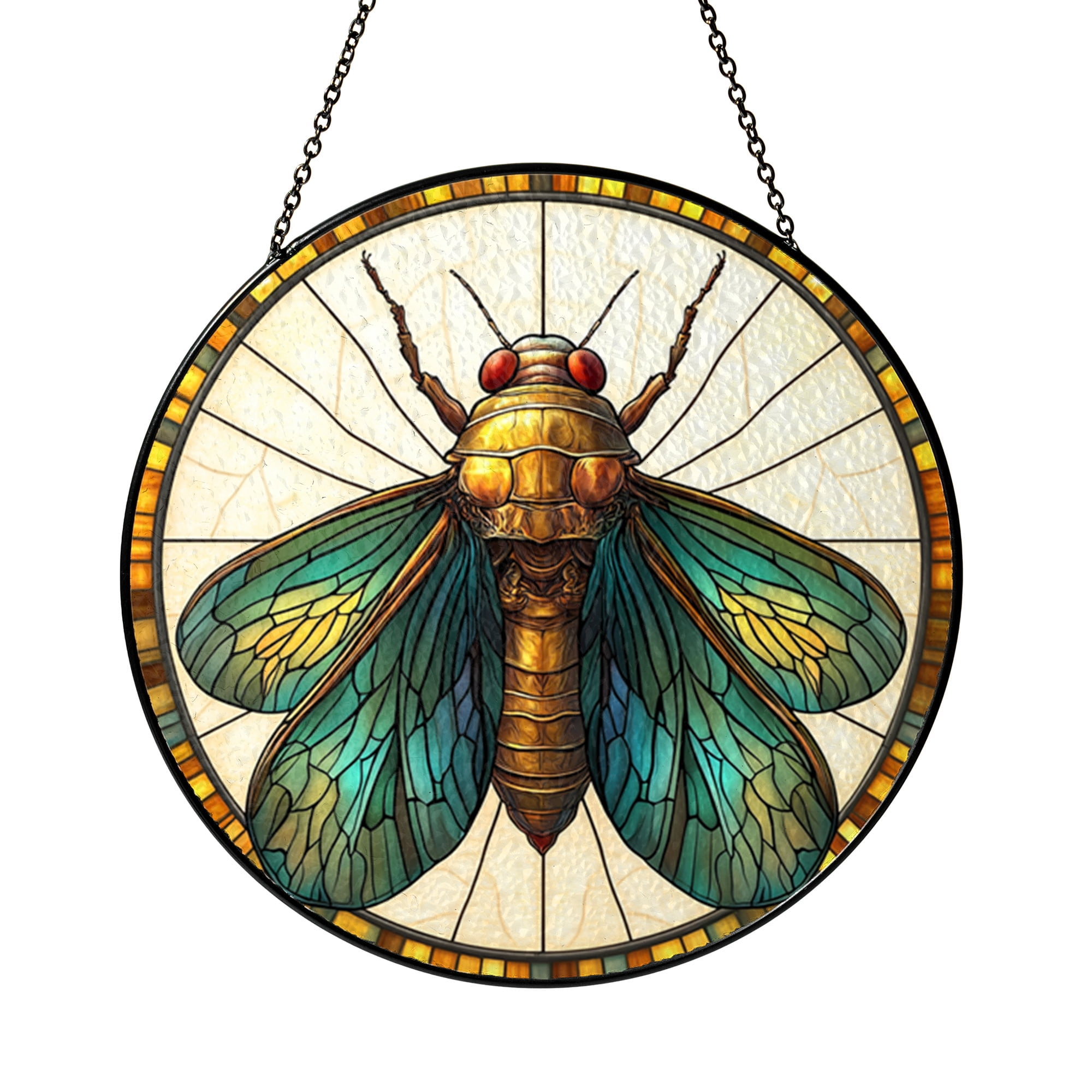 Green Cicada Stained Glass Suncatcher – Insect Window Hanging Nature ...