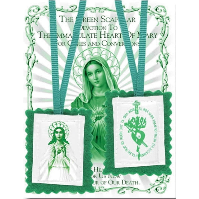 Green Cloth Scapular Immaculate Heart of Mary with Blessed by Pope ...