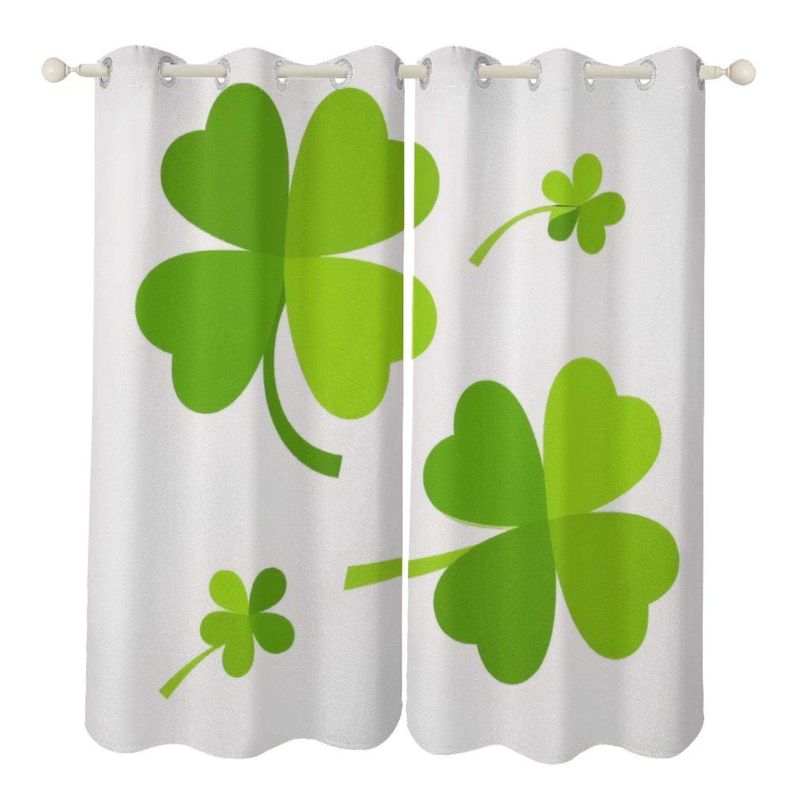 Green Clover Leaf Pattern Blackout Window Curtains for Bedroom Living ...