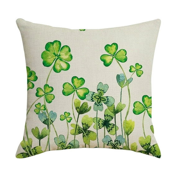 Green Clover (Lucky Grass) Pattern Decorative Throw Pillowcase, 18 X 18 ...