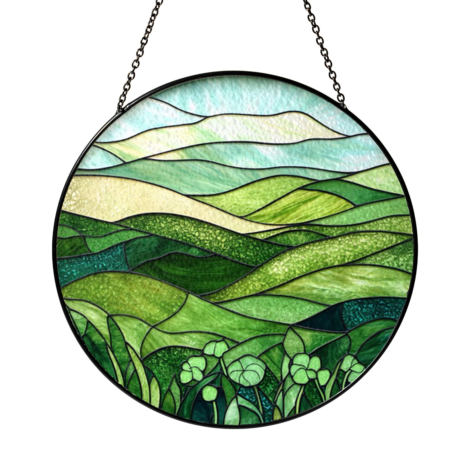 Green Clover Meadow Stained Glass Window Decor Suncatcher, Botanical ...