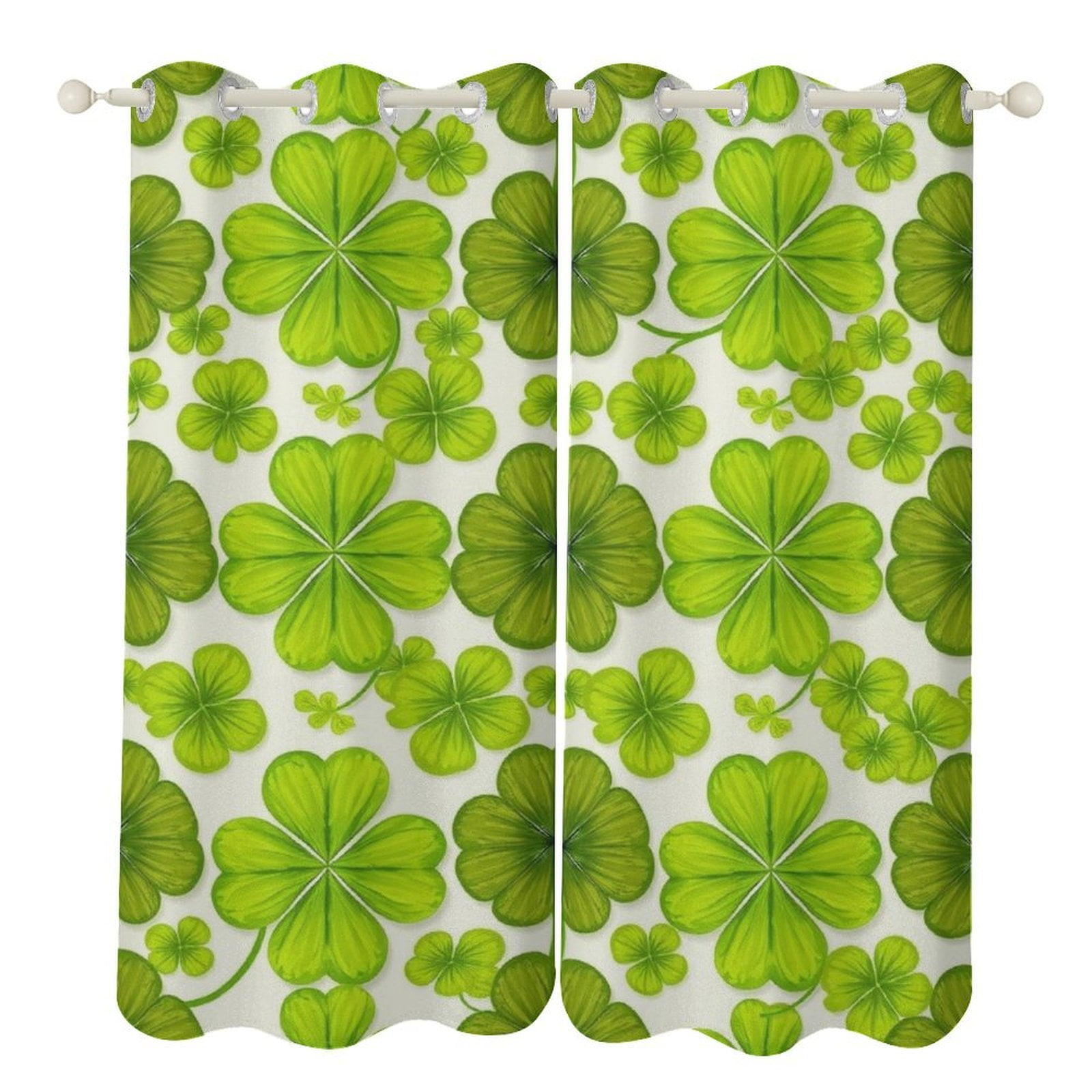 Green Clover Pattern Blackout Window Curtains for Bedroom Living Room ...