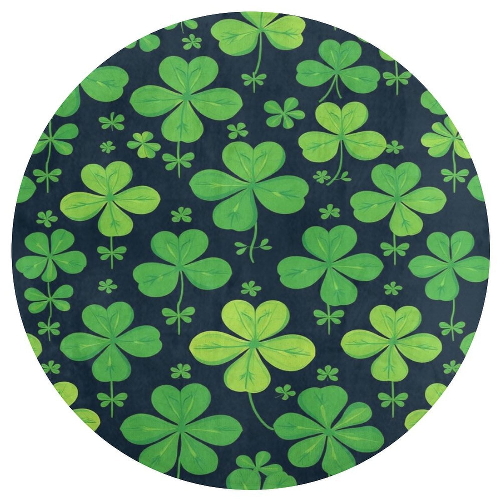 Green Clover Pattern Round Area Rug,Circle Carpet Rug for Living Room ...
