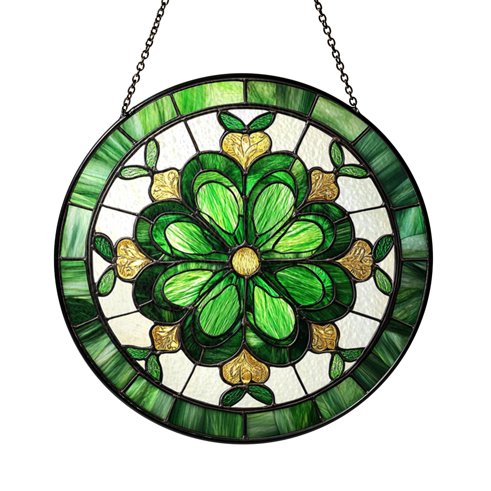 Green Clover Round Window Hanging – Decorative Glass Art - Walmart.com