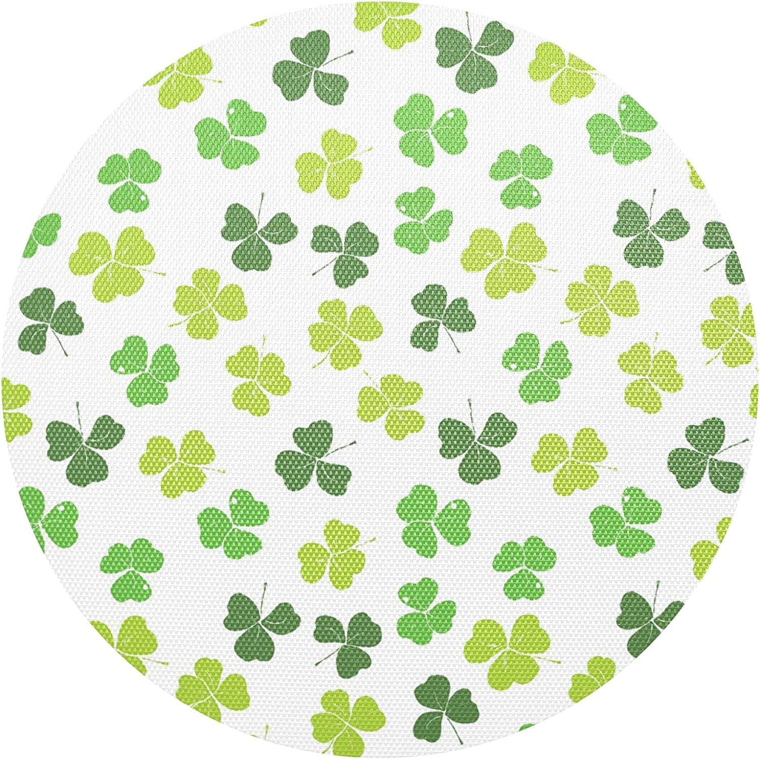 Green Clover on White Round Place Mats Set of 1, Heat Stain Insulation ...