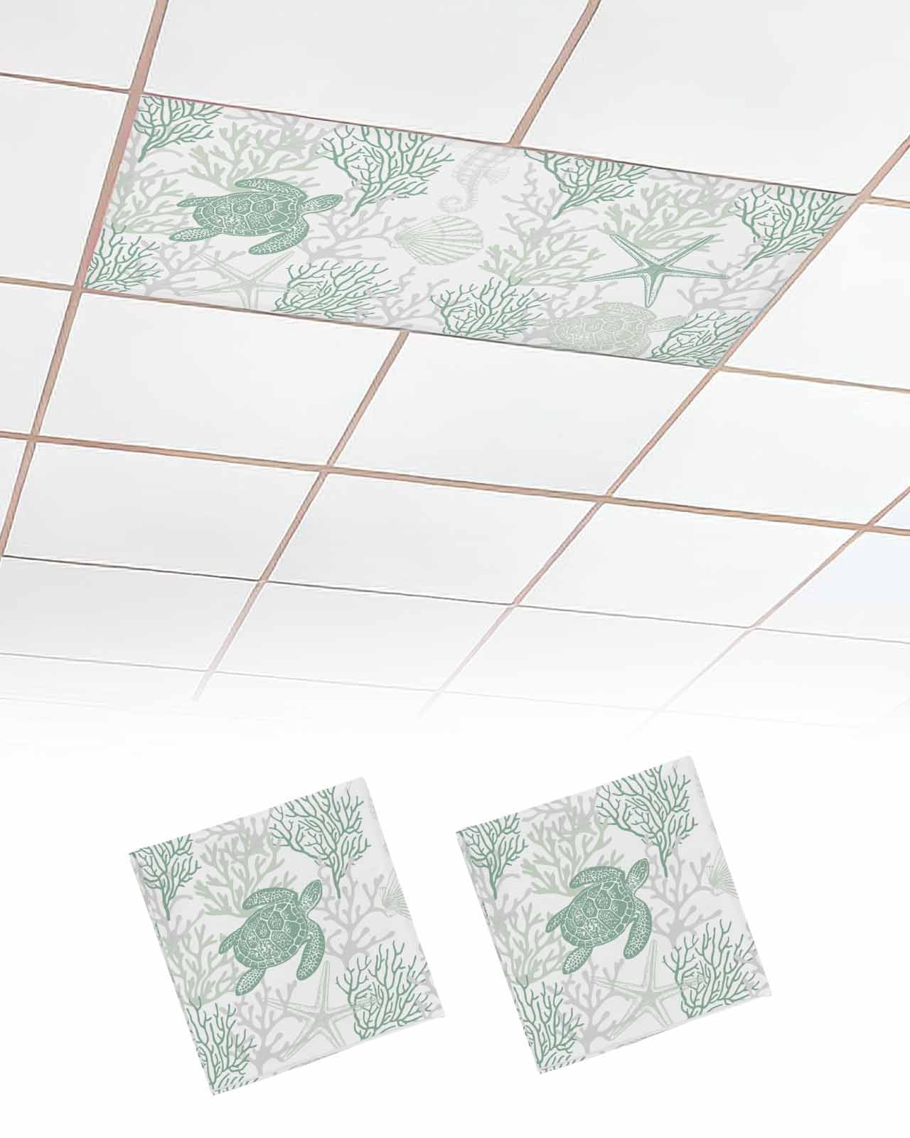 Green Coastal Fluorescent Light Covers for Ceiling Lights 4x2 feet,2 ...