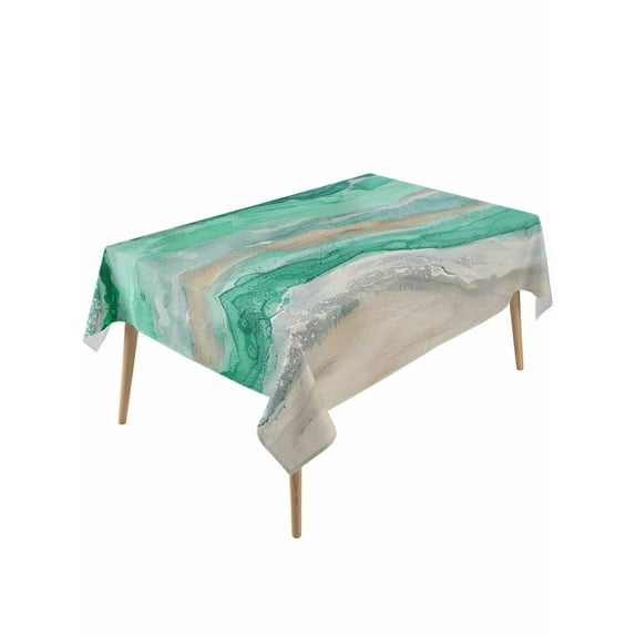 Green Coastal Table Cloth, Summer Beach Nautical Abstract Art ...