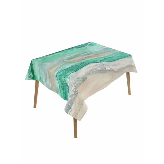 Green Coastal Table Cloth, Summer Beach Nautical Abstract Art ...