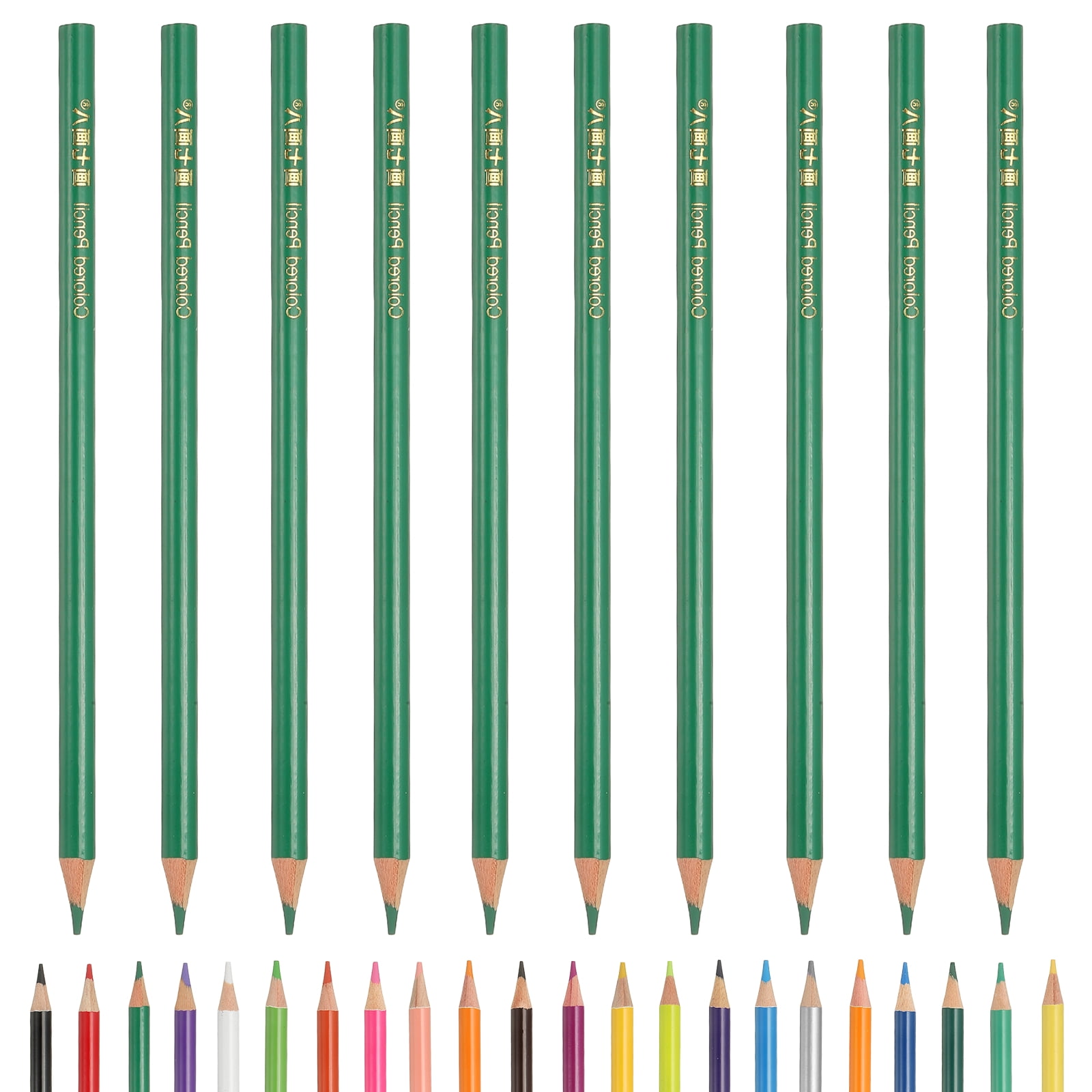 Green Color Drawing Pencils for Adult Coloring Books, 10 Pcs - Walmart.com