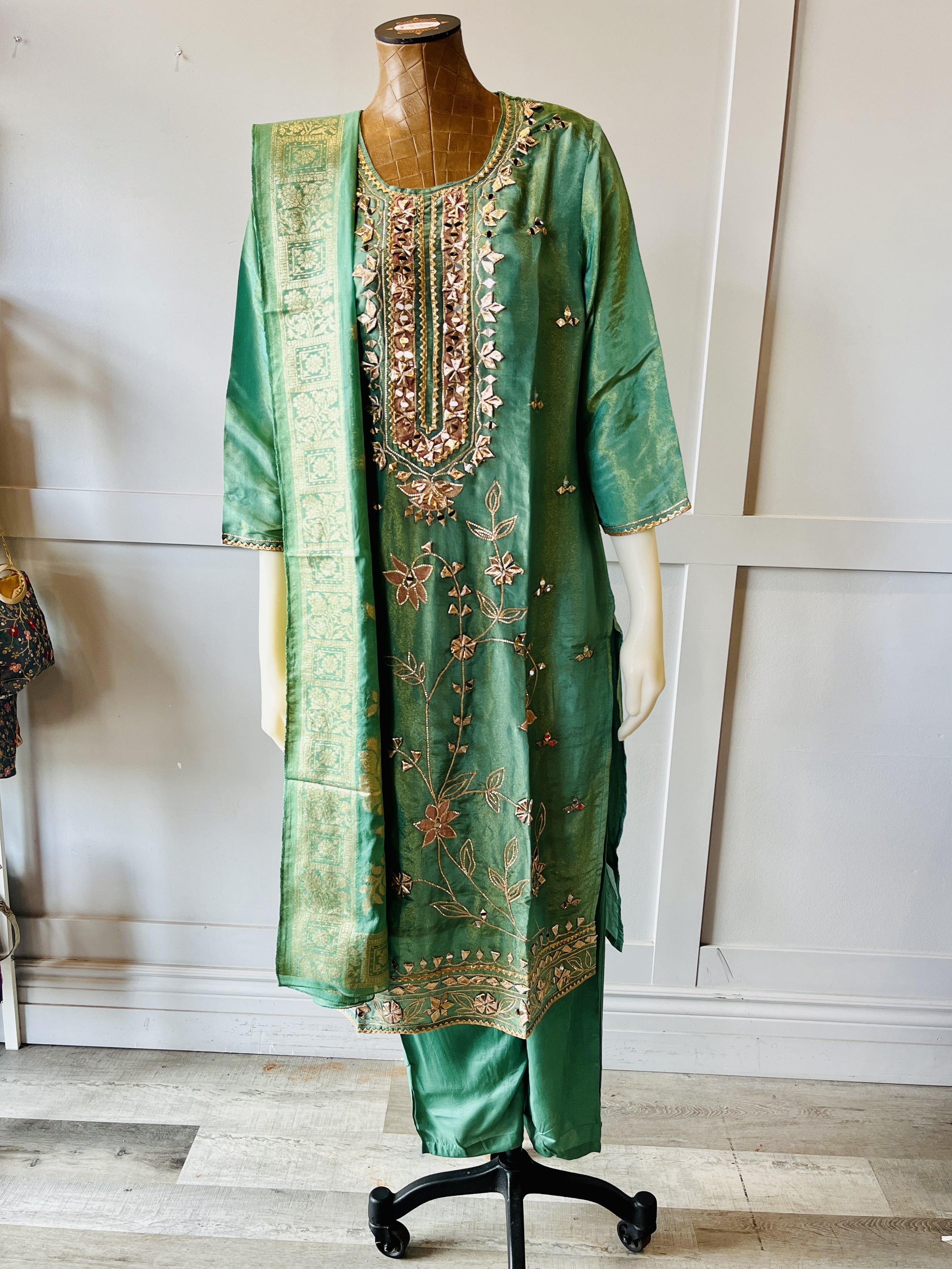 Green Color Pallazo Set - Walmart.com