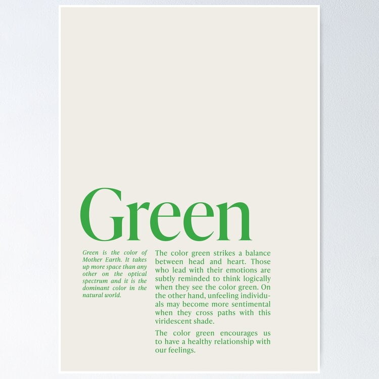 Green Color Typography Definition UNFRAMED Poster, 16x24 - Walmart.com