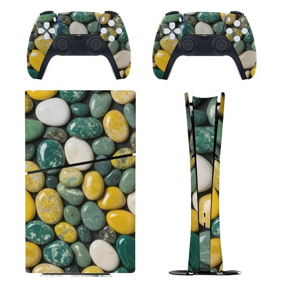 Green Colored Pebbles Console Skin Bundle for PS5 Pro Slim Disc ...