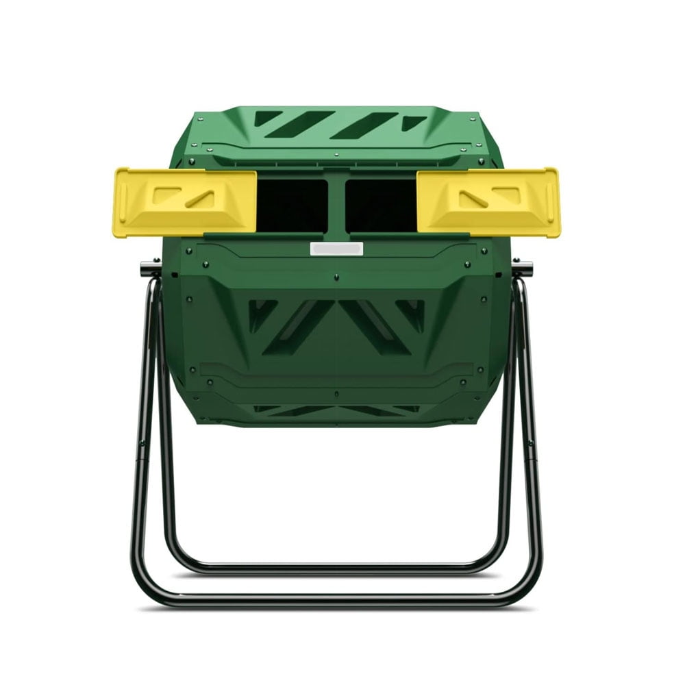 Green Compost Tumbler Bin Composter Dual Chamber 43 Gallon with Door ...