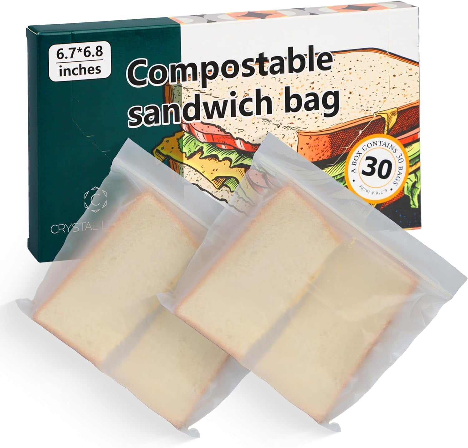 Green Compostable Sealable Bags - Perfect Sandwich Bags with Zipper ...