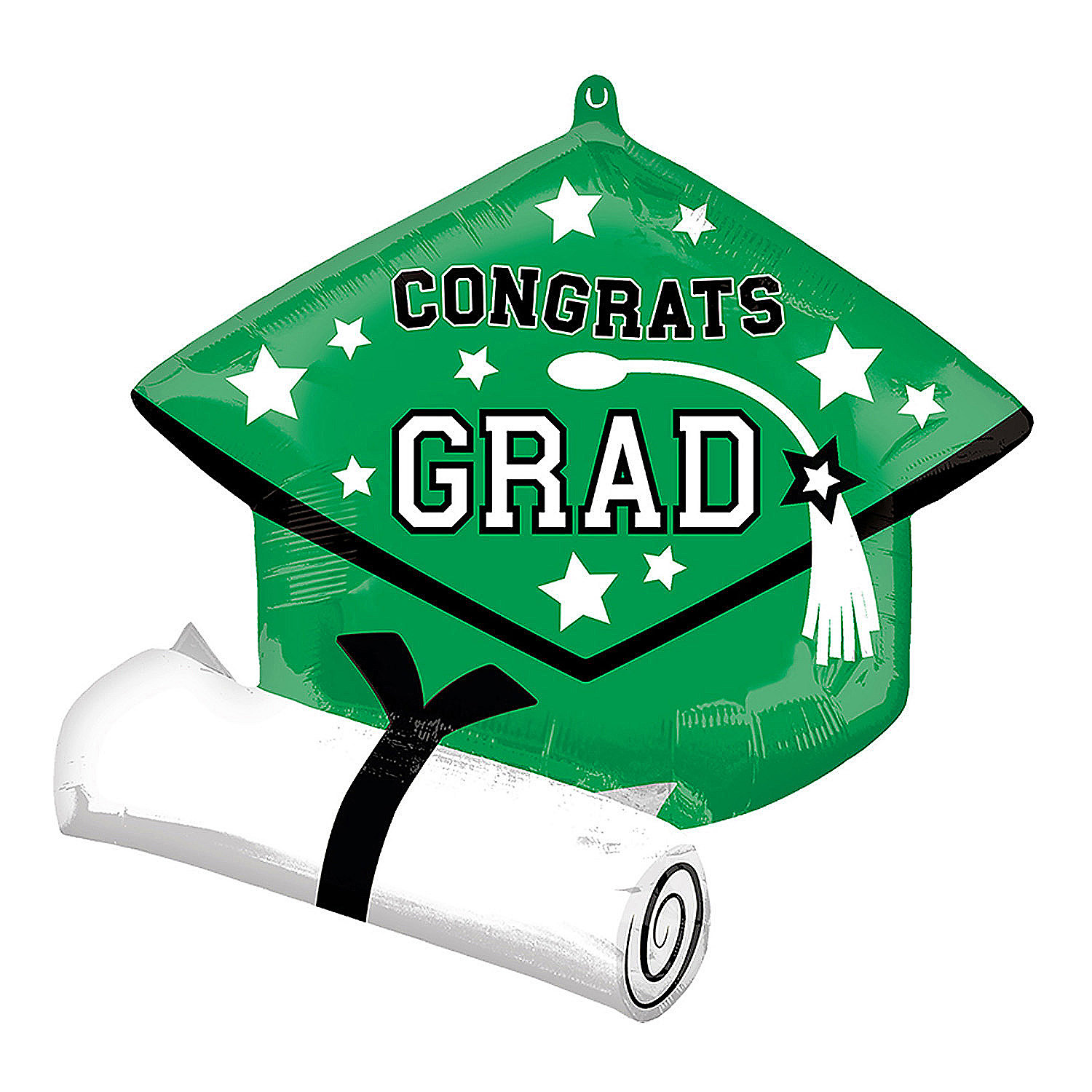 Green Congrats Grad Diploma & Cap 25" Mylar Balloon - Walmart.com