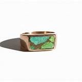 Green Copper Turquoise Rectangular Signet Ring - Solid Pure Copper ...