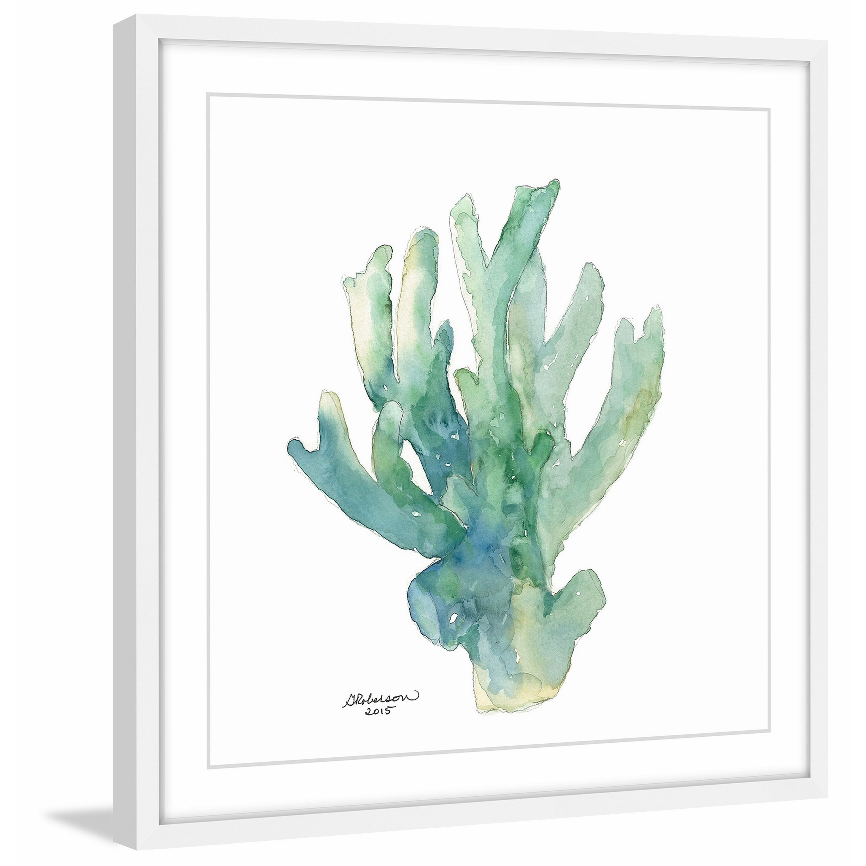 "Green Coral in Watercolor" Framed Painting Print - Walmart.com