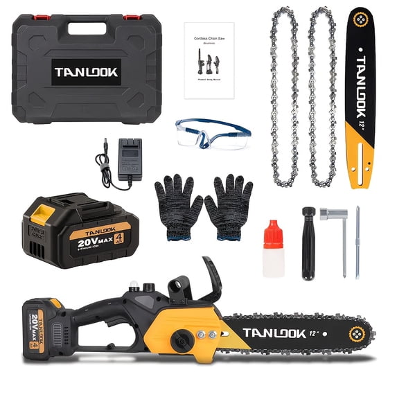 Green Cordless Electric Chainsaw Portable Rechargeable Battery Powered ...