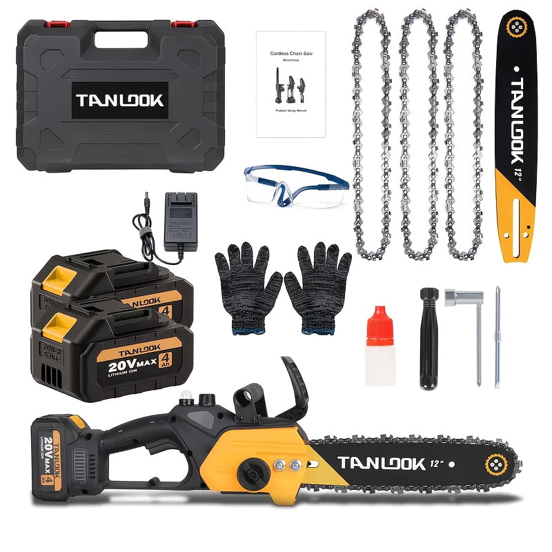 Green Cordless Electric Chainsaw Portable Rechargeable Battery Powered ...