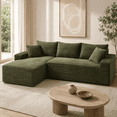 Green Corduroy L-Shaped Sectional Sofa in a Box, 4-Seat Compressed ...
