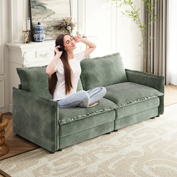 Green Corduroy Material - Perfect Body Support - Living Room Use ...
