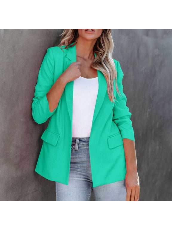 Levmjia Women's Blazer Suit Jacket Business Coat Long Sleeve Women Buttons Long Sleeve Solid ...