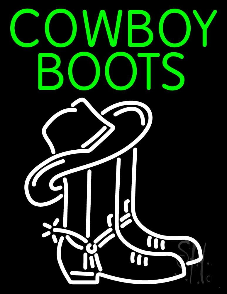 Green Cowboy Boots With Logo LED Neon Sign 19 x 15 - inches, Black ...
