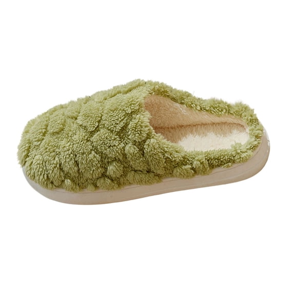 Green Cozy Closed-Toe Slippers With Warm Lining And Durable Outsole For ...
